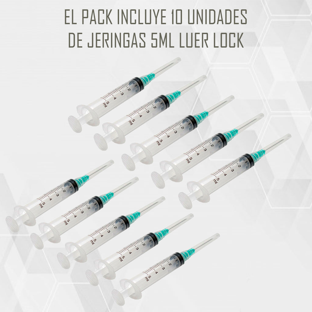 Jeringa Desechable 5ml Luer Lock 21g Pack De 10 Unid – Oneder Medical Care